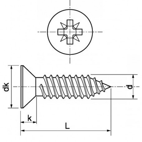 Les Vis Parker à Tête Fraisée Inox Marine cruciforme Pozidriv