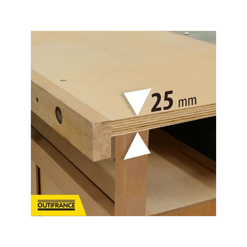 Etabli Atelier en Bois Décoratif de 1 mètre avec caisson de rangement