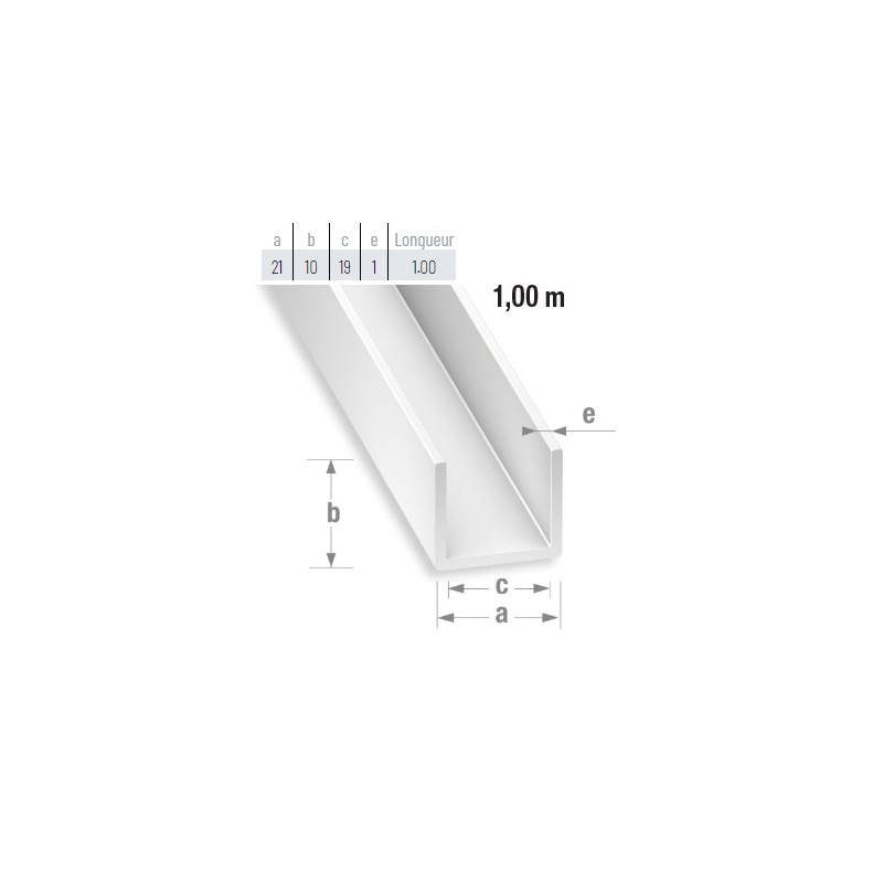 Les profilés en U PVC blanc d'une longueur de 1 mètre